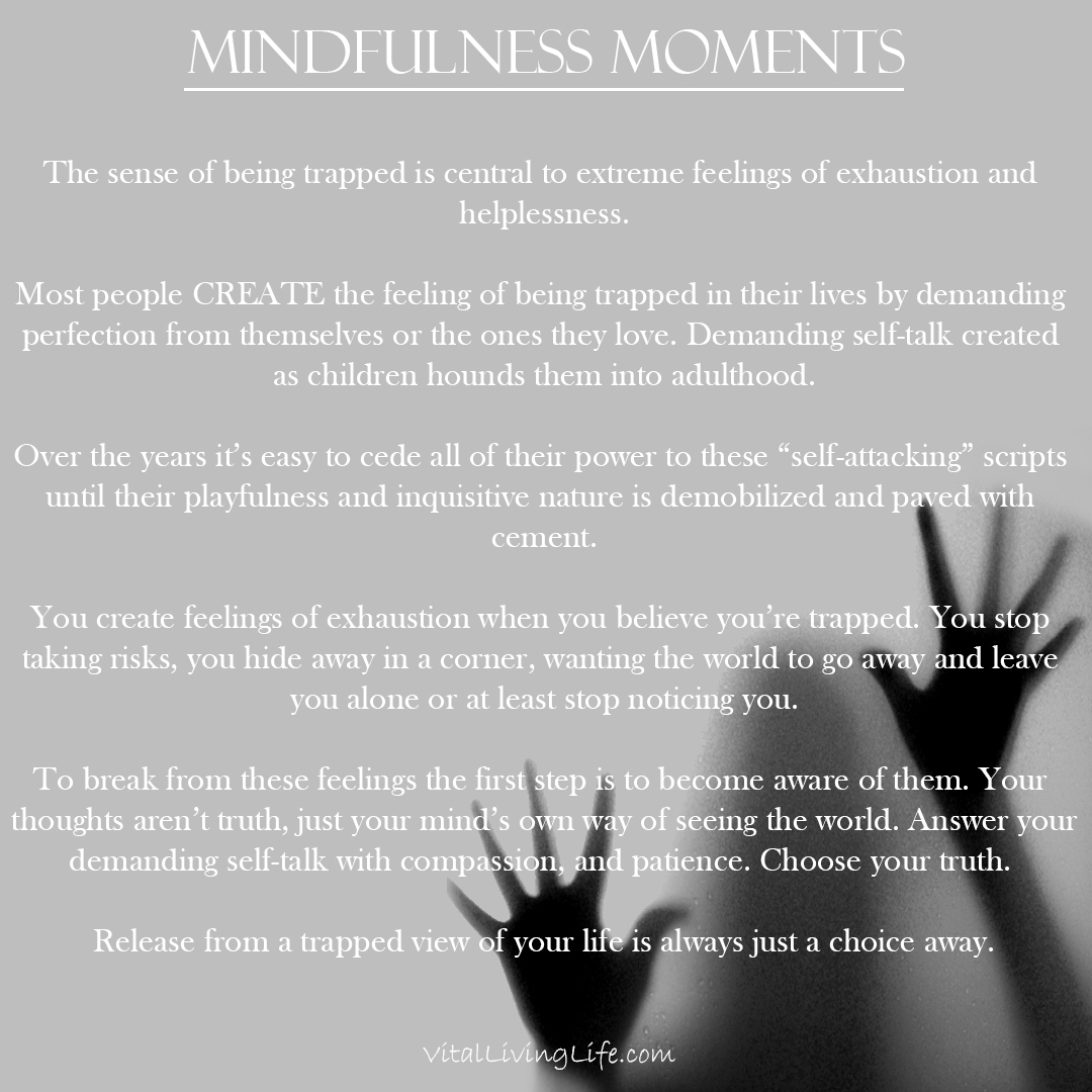 Mindfulness Moments – Choose Not to Feel Trapped – Vital Living Life